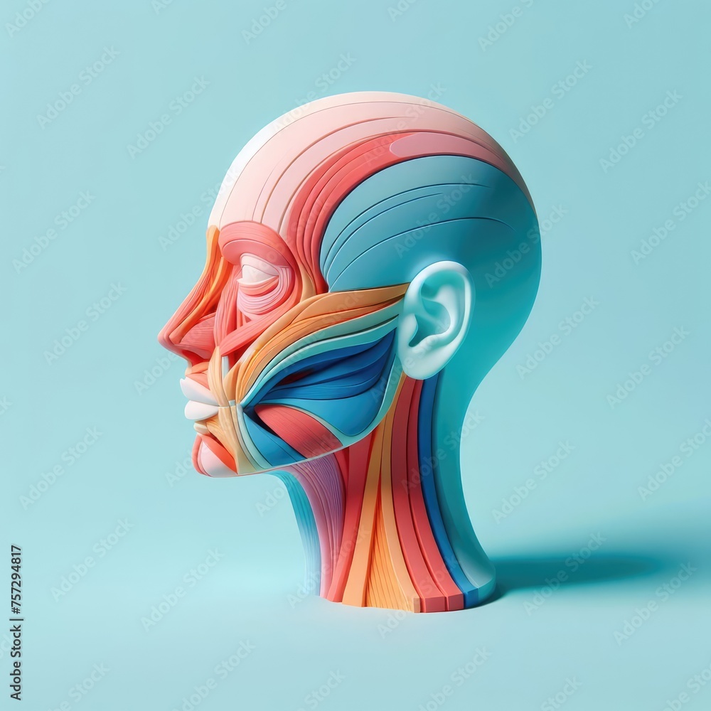 3D Model of Human Head with Anatomy of Facial Muscles. Soft shapes 3D ...