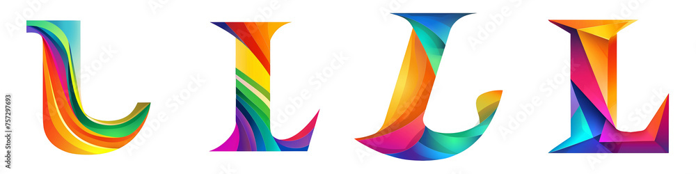 Letter L with colorful gradients, Logo design, alphabet, isolated on a ...