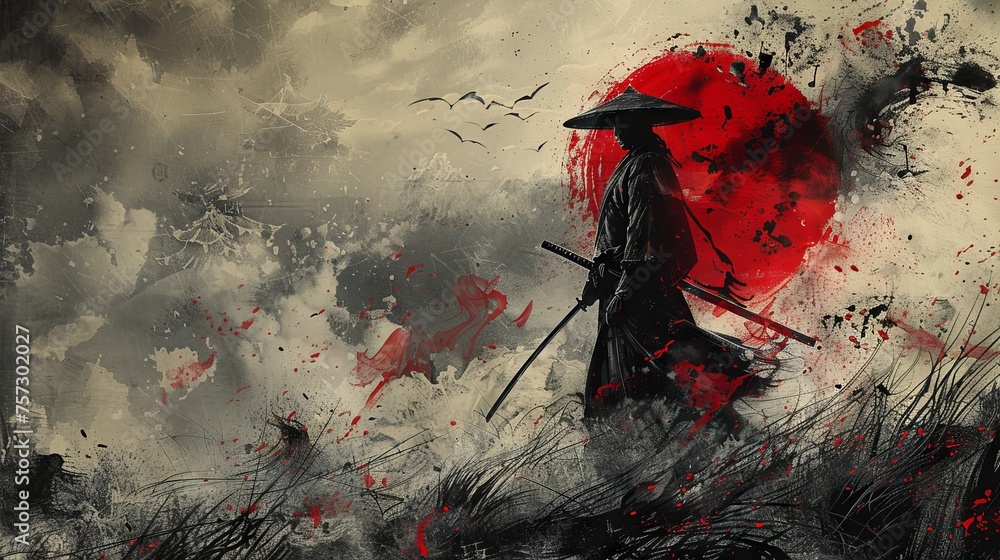 Epic Samurai Nightmare: Abstract background evoking the tension and ...