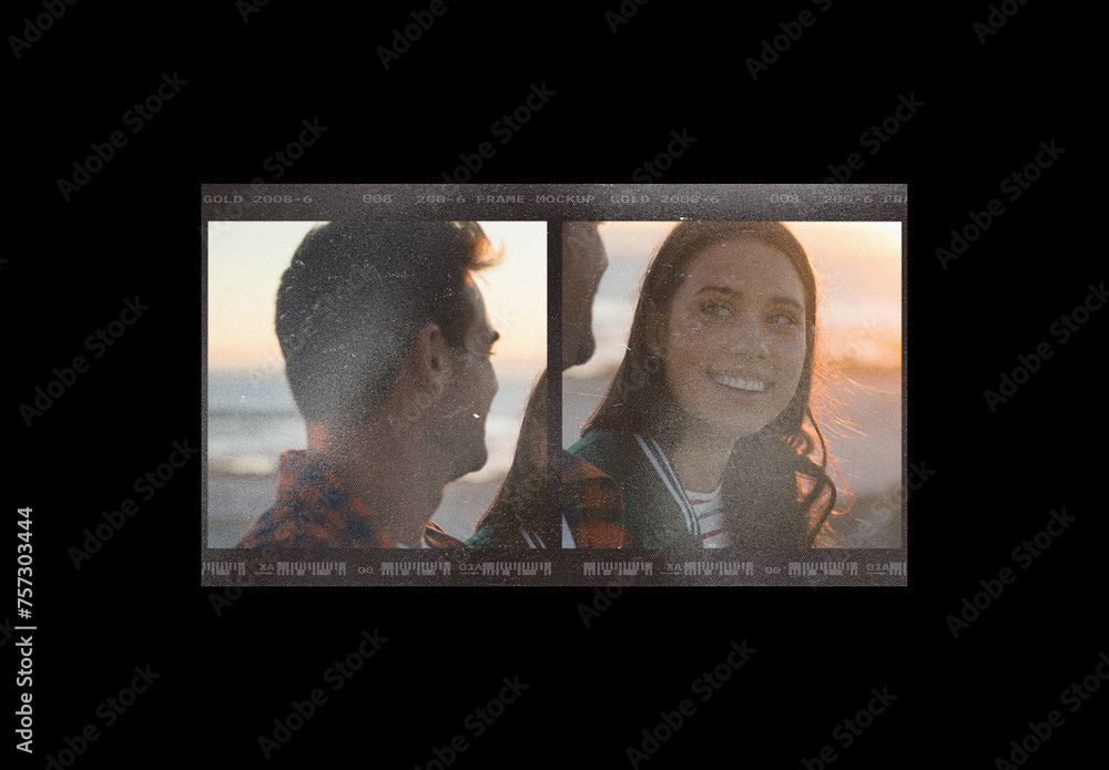 Analog Film Frame Photo Effect Mockup Template Retro Texture Vintage ...