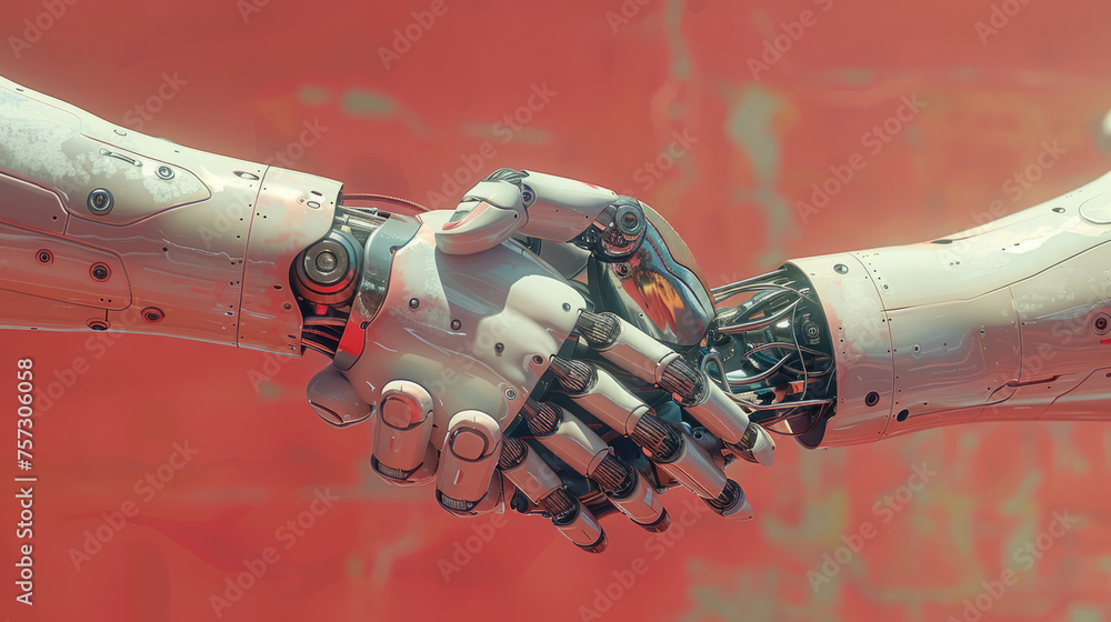 The iron handshake of robots. The friendship of artificial intelligence ...