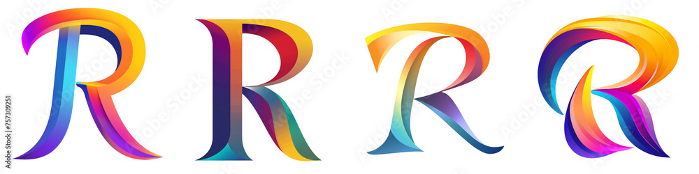 Letter R with colorful gradients, Logo design, alphabet, isolated on a ...