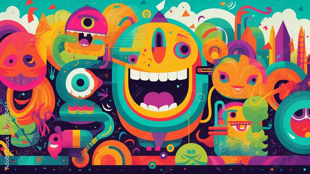 Striking poster for a kids show featuring playful characters in bold ...