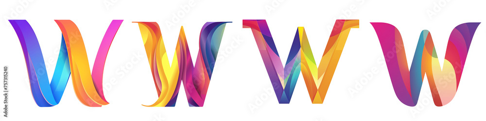 Letter W with colorful gradients, Logo design, alphabet, isolated on a ...