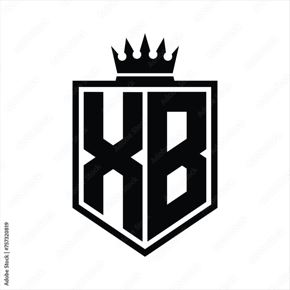 XB Logo monogram bold shield geometric shape with crown outline black ...