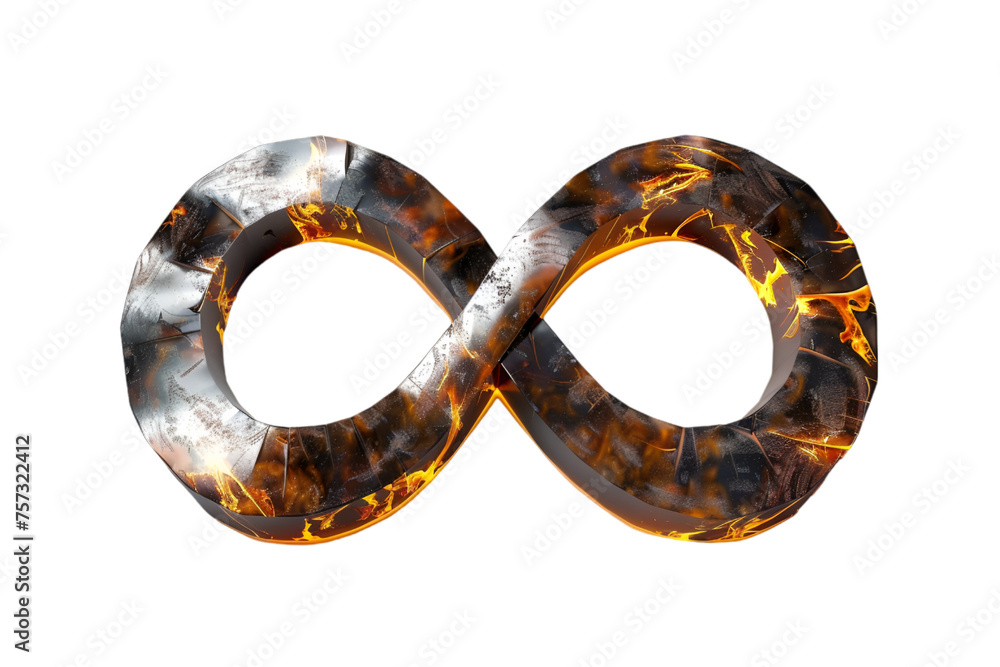 Broken Infinity Symbol with Molten Magma Design Isolated on Transparent ...