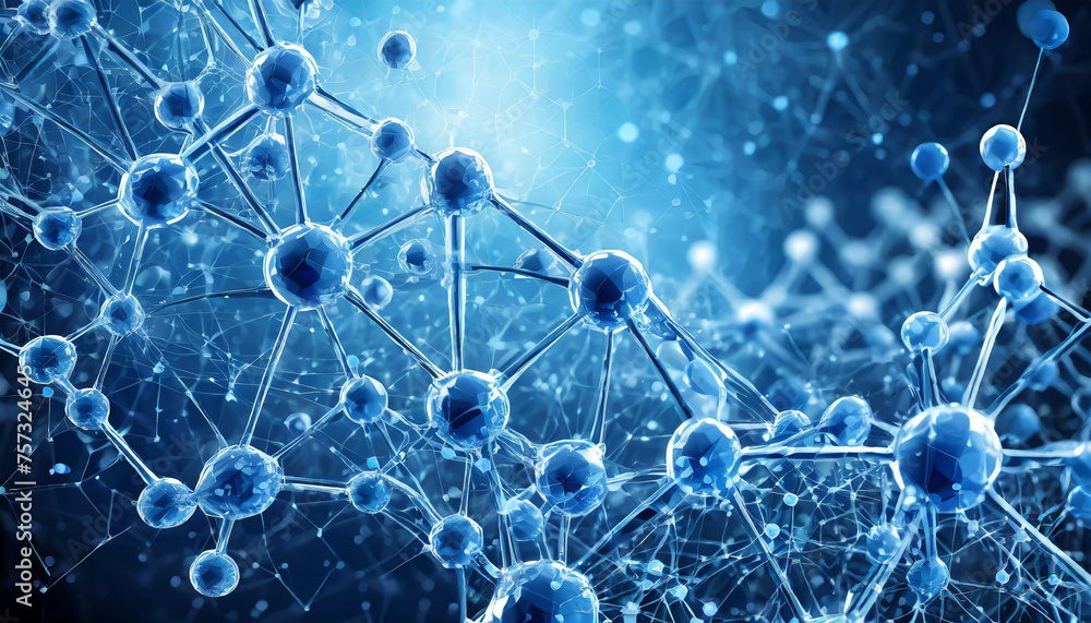 Molecular Structure Illustration Close Up Blue Background 3d