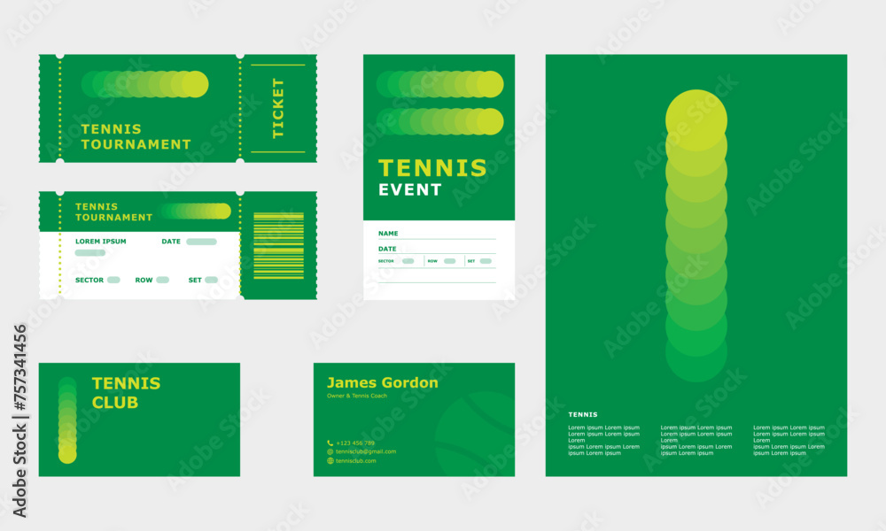 Vector illustration of the entrance ticket to a tennis match, tennis ...