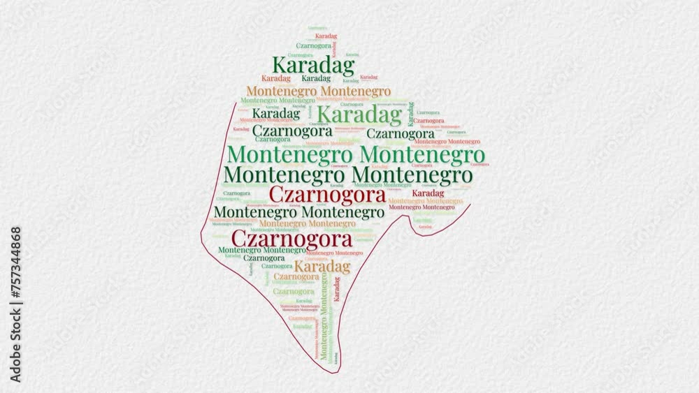 Vidéo Stock Montenegro logo animation featuring a word cloud of country ...