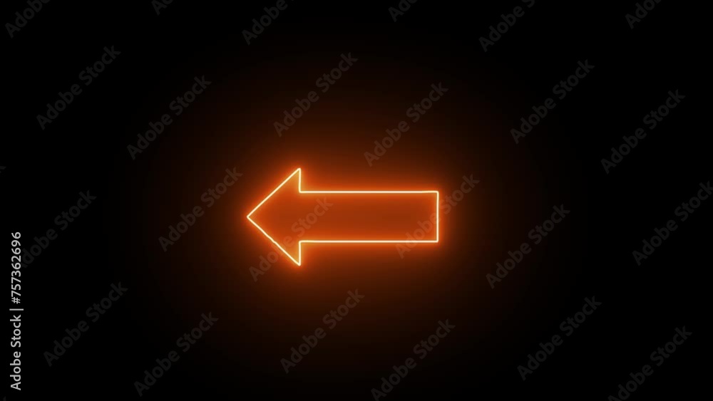 Neon direction Arrow Symbol. Animation right to left arrow. Turning ...