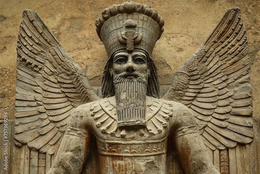 Ancient Sumerian god. Antiquity history religious deity king. Generate ...