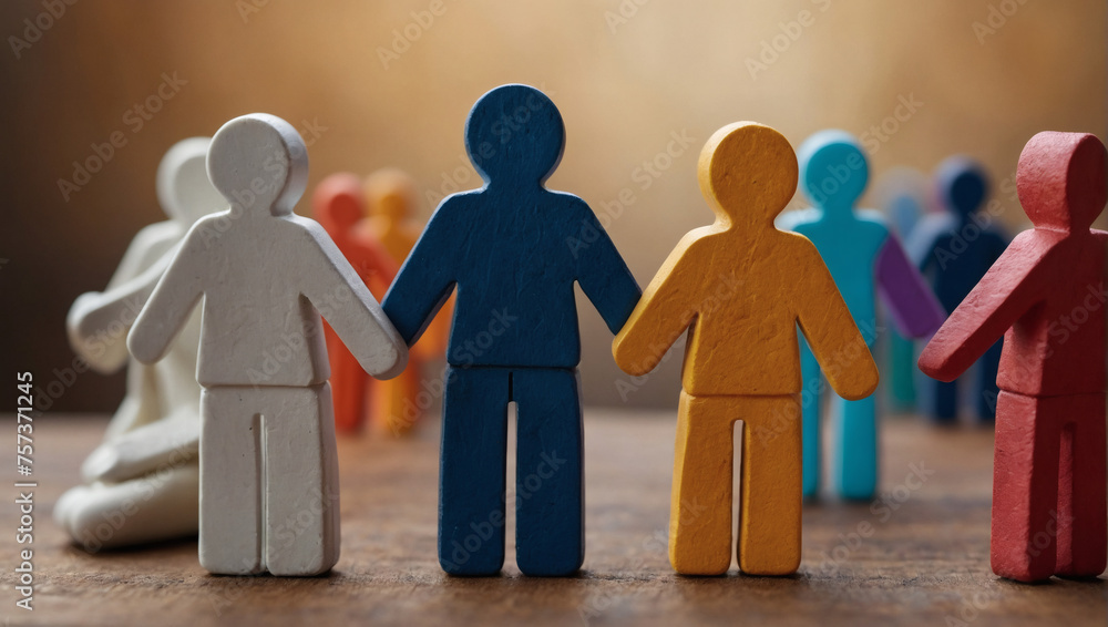 Figures of diverse colors holding hands, symbolizing an inclusive ...