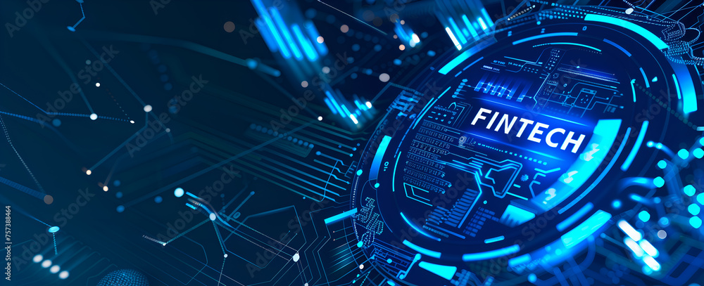 Fintech business, modern technology and internet concepts with text ...