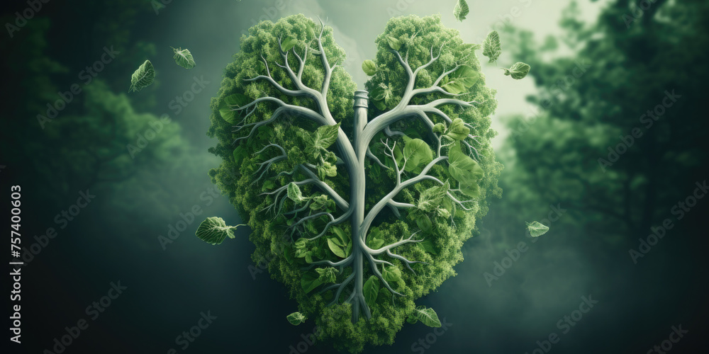 Green heart from branches of green trees against the backdrop of the ...