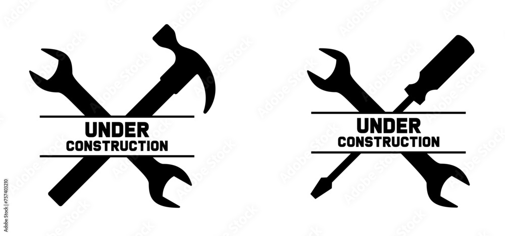 Vecteur Stock Caution, under construction traffic sign. Mallet or ...