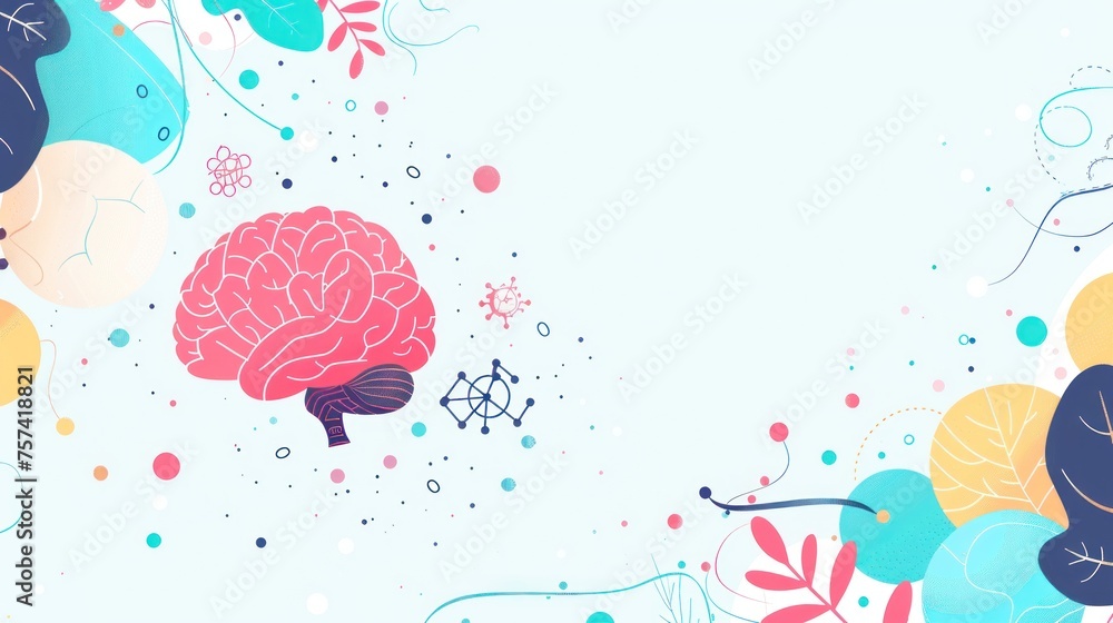 Brain neurons in cartoon flat design copy space background. AI ...