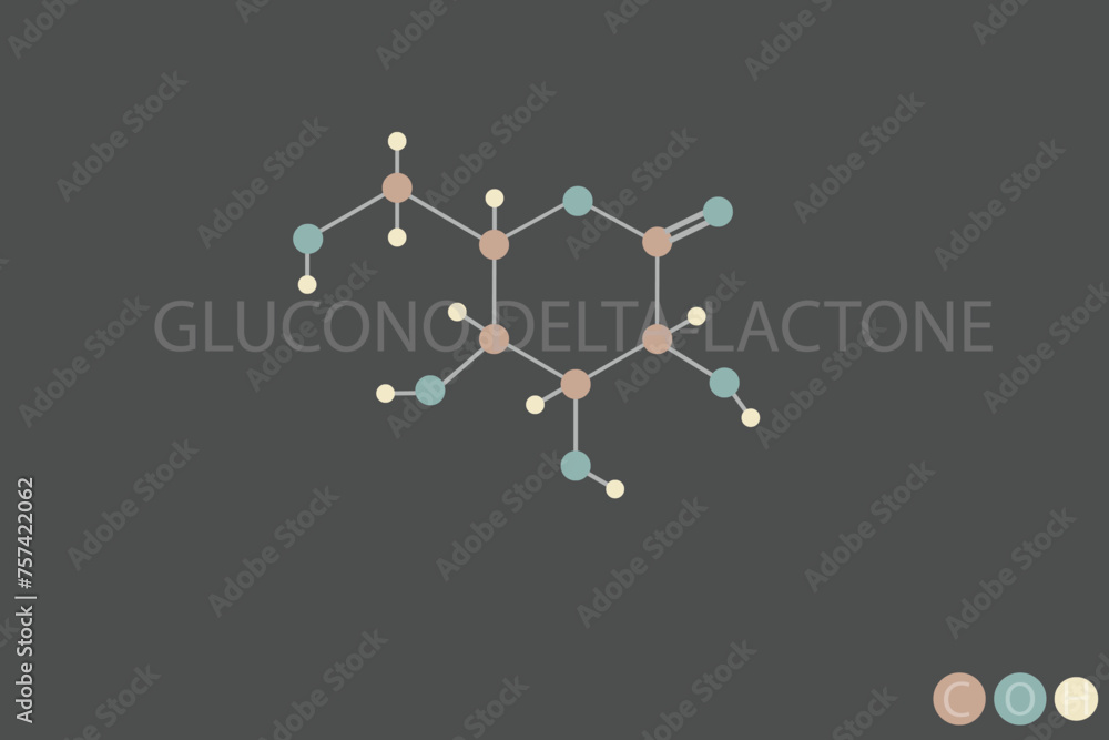 glucono delta lactone molecular skeletal chemical formula Stock Vector ...