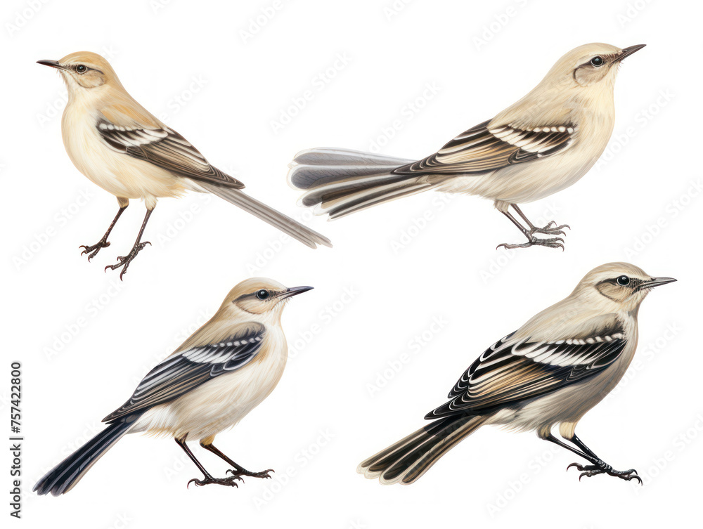 Northern Mockingbird collection set isolated on transparent background ...