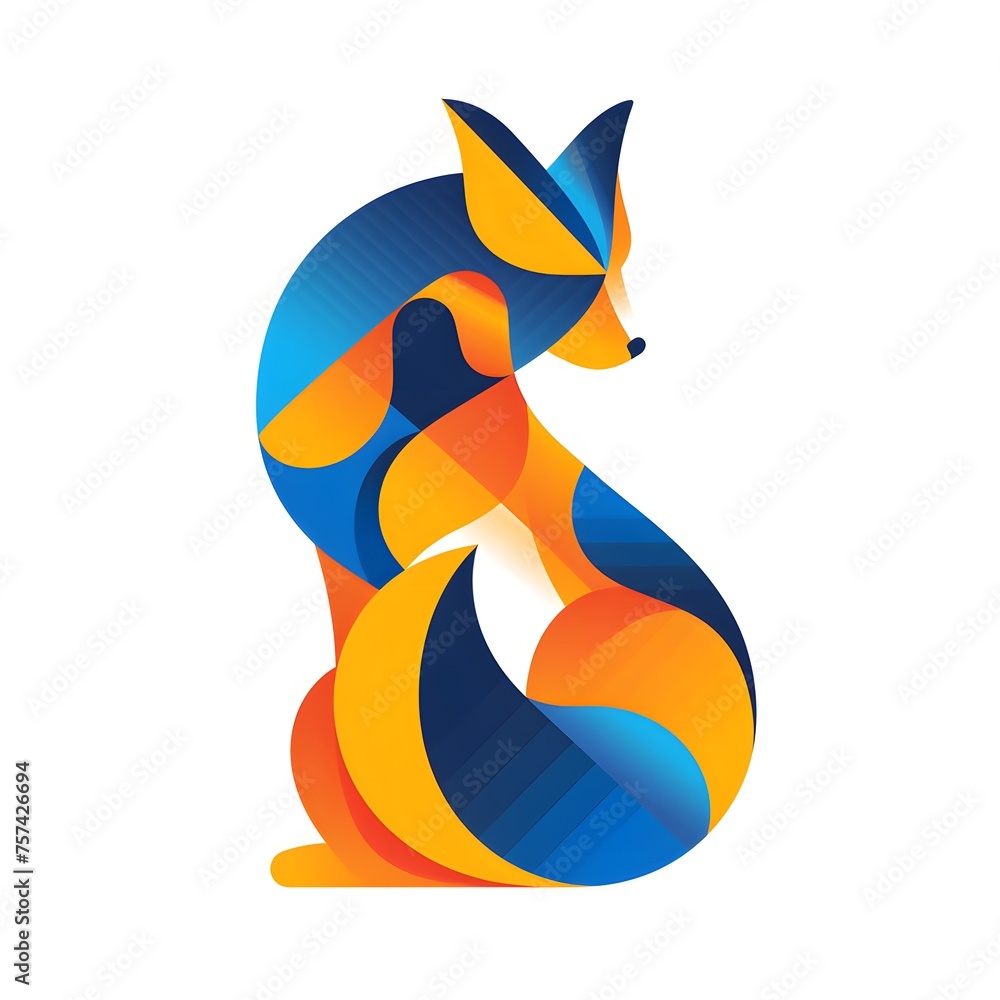 Abstract Fox Icon: In this contemporary logo, the fox is abstractly ...