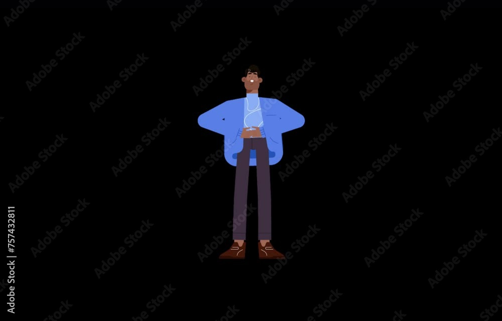 2D Animated Cartoon Black Man Laughing Out Loud While Hands on Stomach ...