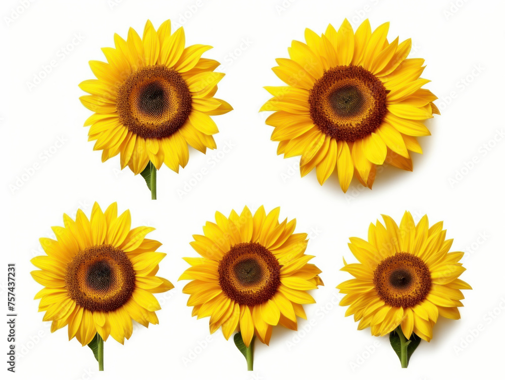sunflower collection set isolated on transparent background ...