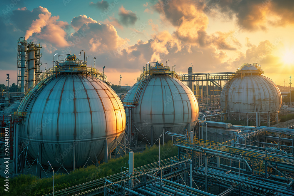 Terminal for liquefied gas LNG storage tanks a gas transmission lines ...