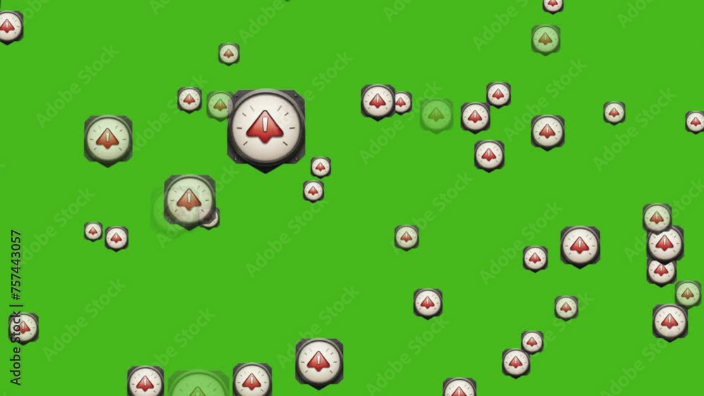 Alert Icon Moving on Green Screen Background. Warning sign exclamation ...