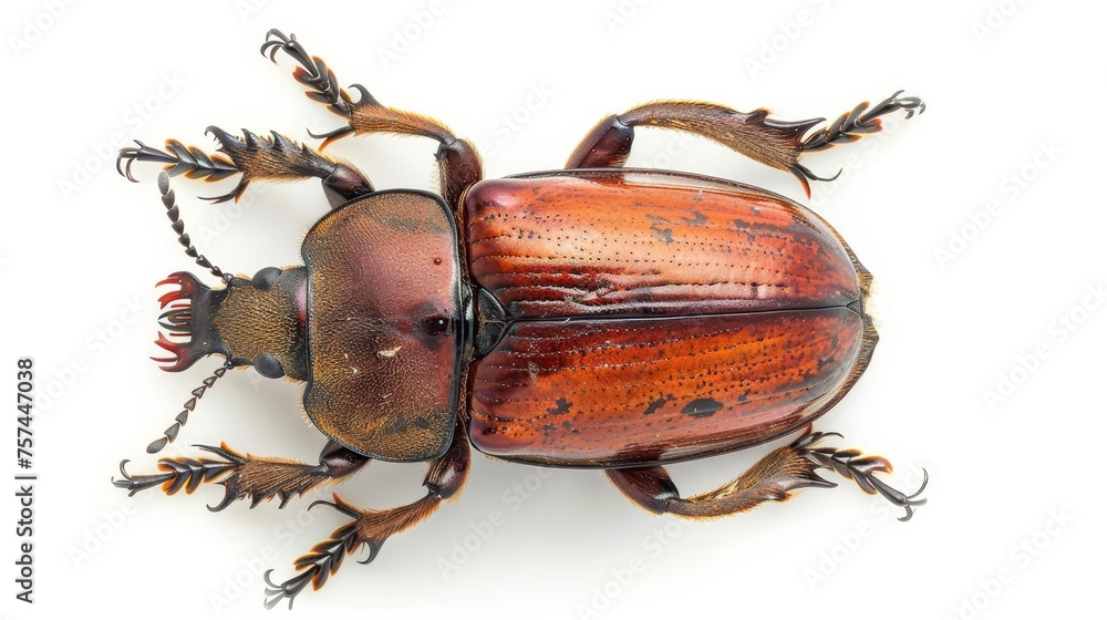 June beetle on a white background, showcasing the detailed anatomy and ...