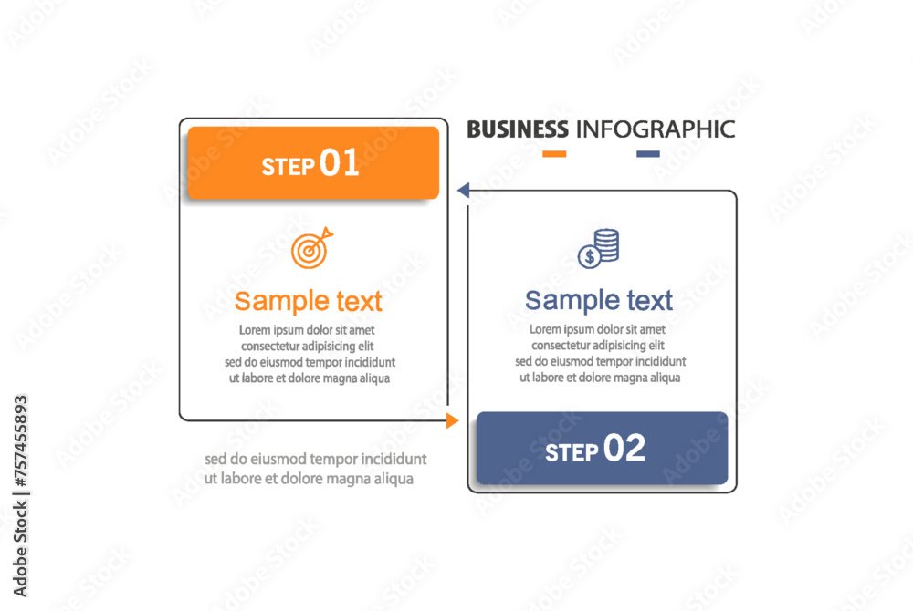 Vector infographic template with icons and 2 options or steps. Can be ...