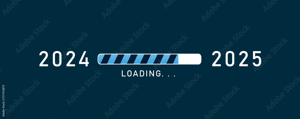 2025 countdown concept. Loading bar of 2024 to 2025. The loading bar ...