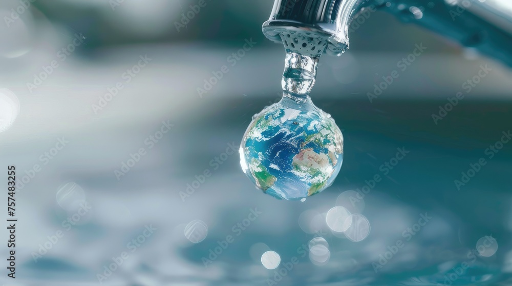 Save our planet: Witness a dripping tap with one drop resembling planet ...