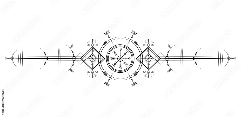 Magic ancient viking art deco, Vegvisir magic navigation compass ...