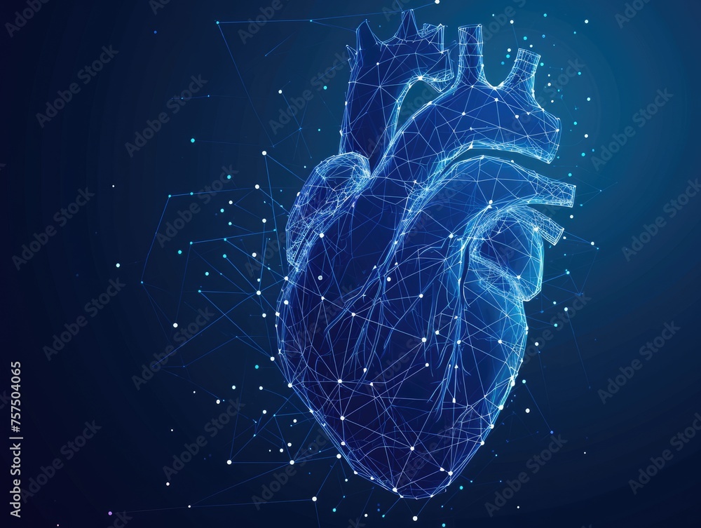 Heart in shades of blue, symbolizing its vitality and importance in the ...