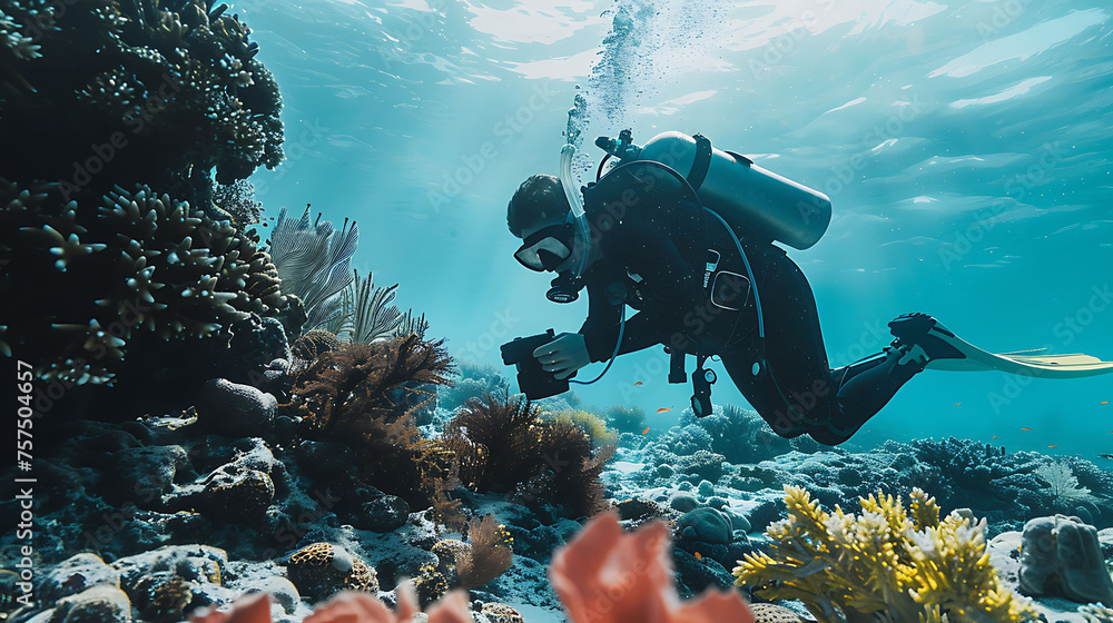 Foto de A Marine Biologist Monitoring and assessing the health of ...