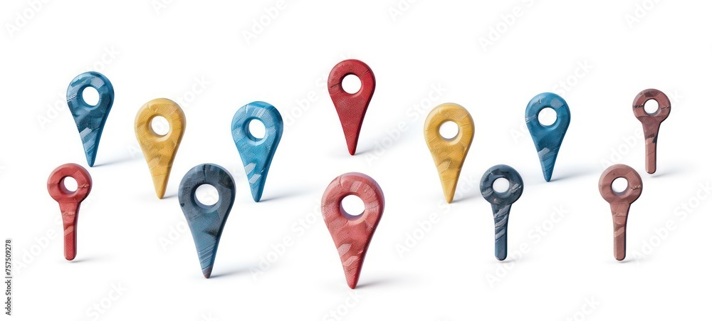 Marker 3D. Map pointer pin set isolated on white background. Web location point, pointer 3d ...