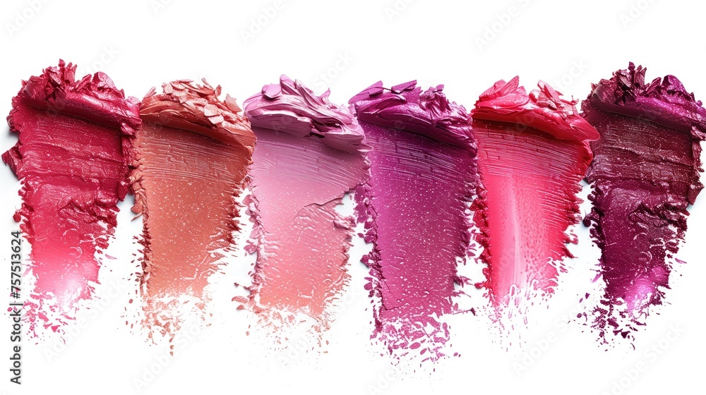 lipstick strokes with creamy texture. Colors range from a lighter ...