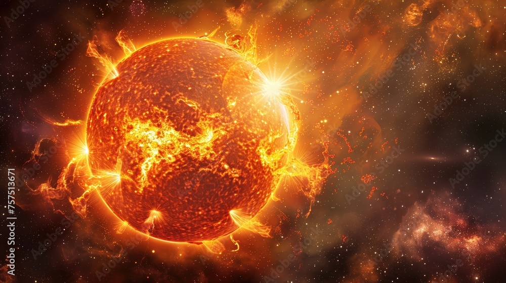 solar flare, and magnetic storms, Solar prominence, Plasma flash on the ...