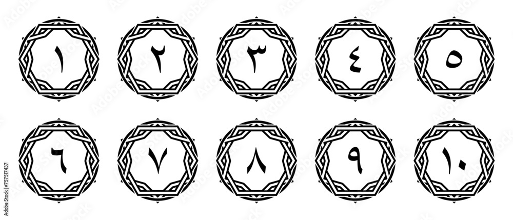 arabic numerals with ornament. Arabic numerals with premium border ...