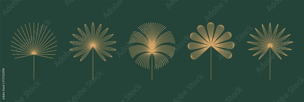 Vector set of linear boho icons and symbols - floral illustrations ...