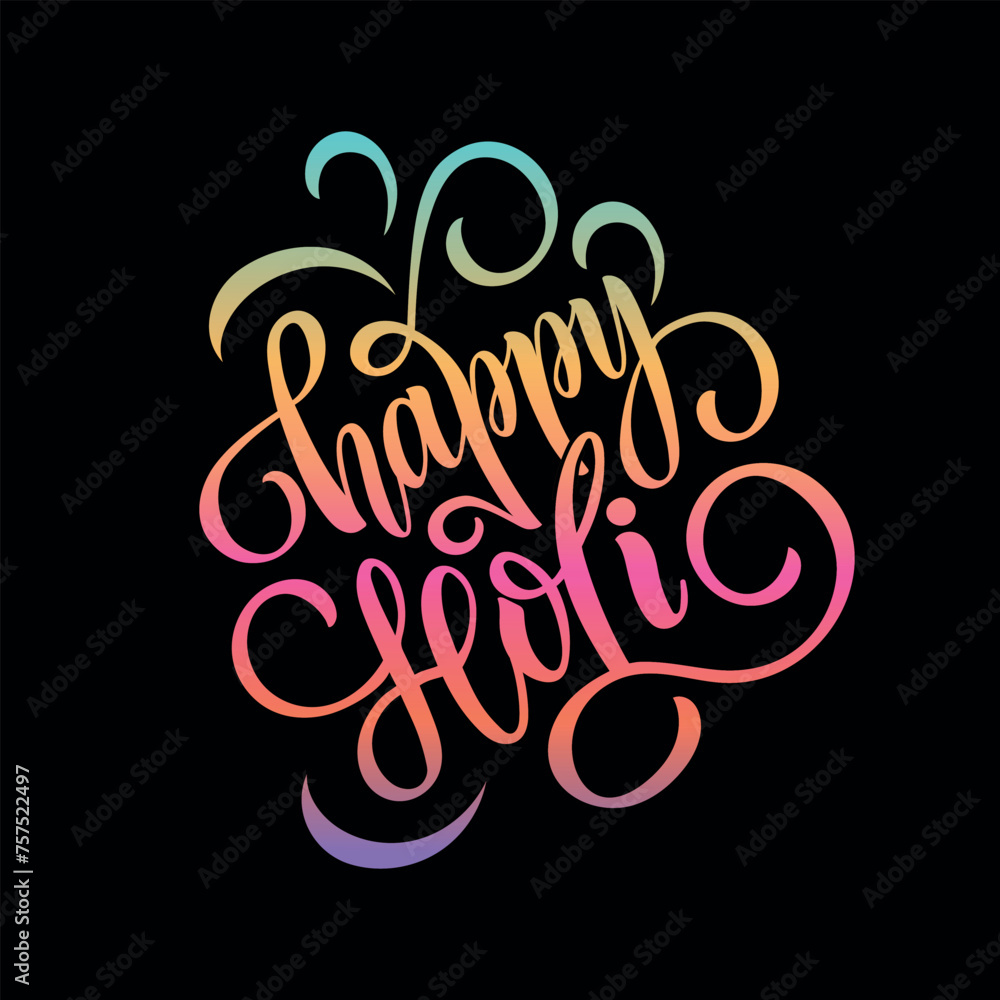 Happy Holi handwritten text. Hand lettering, modern brush ink ...