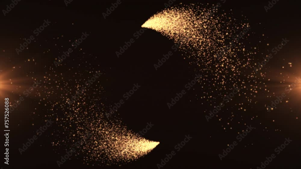 Bright luxury golden particles background intro. Golden light trails of glittering particles ...