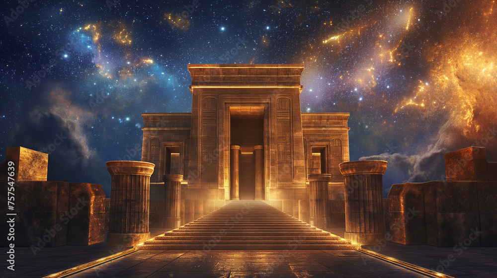 Solomon’s Temple, depicted as a grand cosmic structure, representing ...