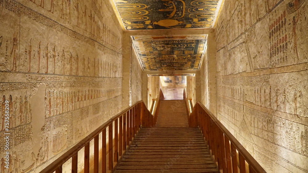 Tomb of Ramses V and Ramses VI in Valley of the Kings. Luxor, Egypt ...