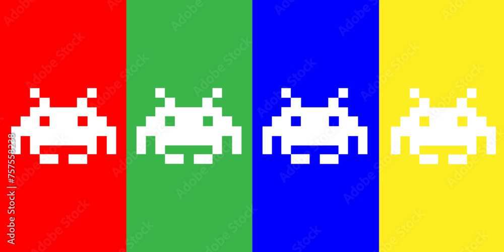 Vetor do Stock: Arcade game pixel monsters characters. Retro video game ...