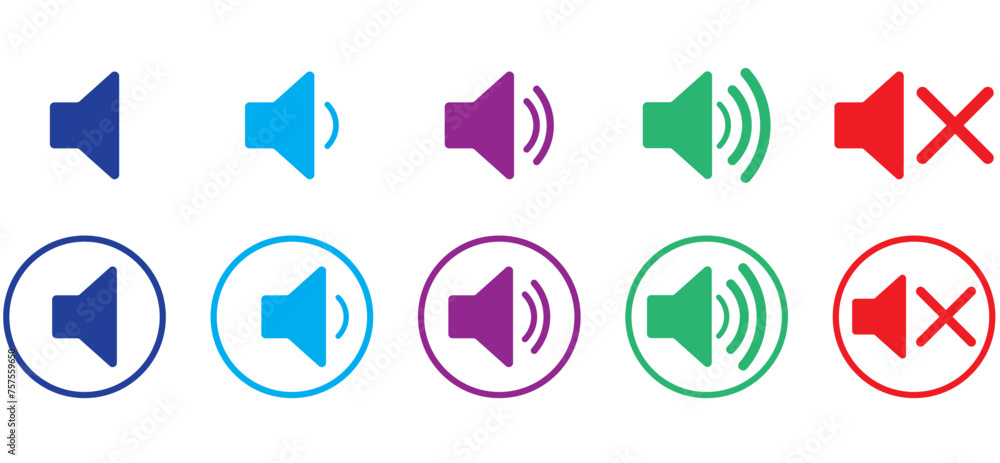 collection of volume icons. Set of volume icons. Black volume sound ...