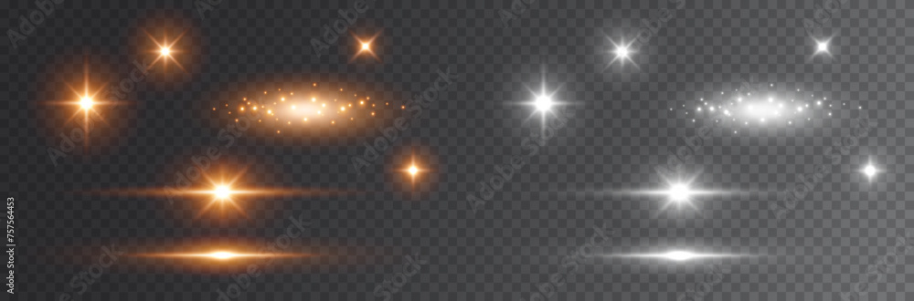 Stars burst, sparkles isolated on transparent background. Sun flash ...
