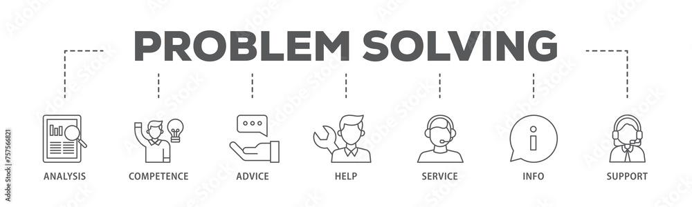 Problem solving banner web icon illustration concept with icon of ...