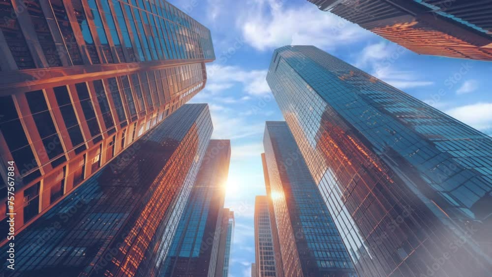 The company's tall building, the sky and clouds are moving; is perfect ...