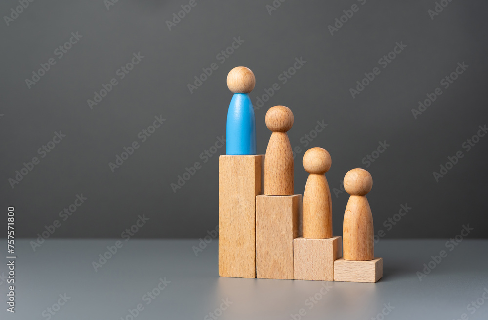 The leader and his team on the career ladder. Hierarchy. Achieve ...
