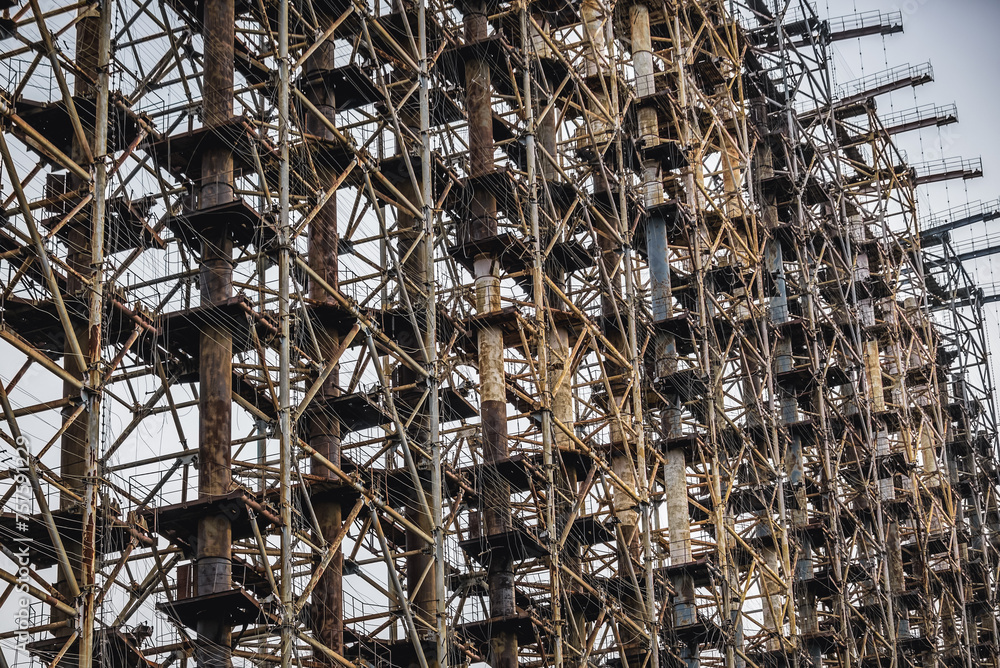 Soviet Duga radar in abandoned military base Chernobyl-2 in Chernobyl ...